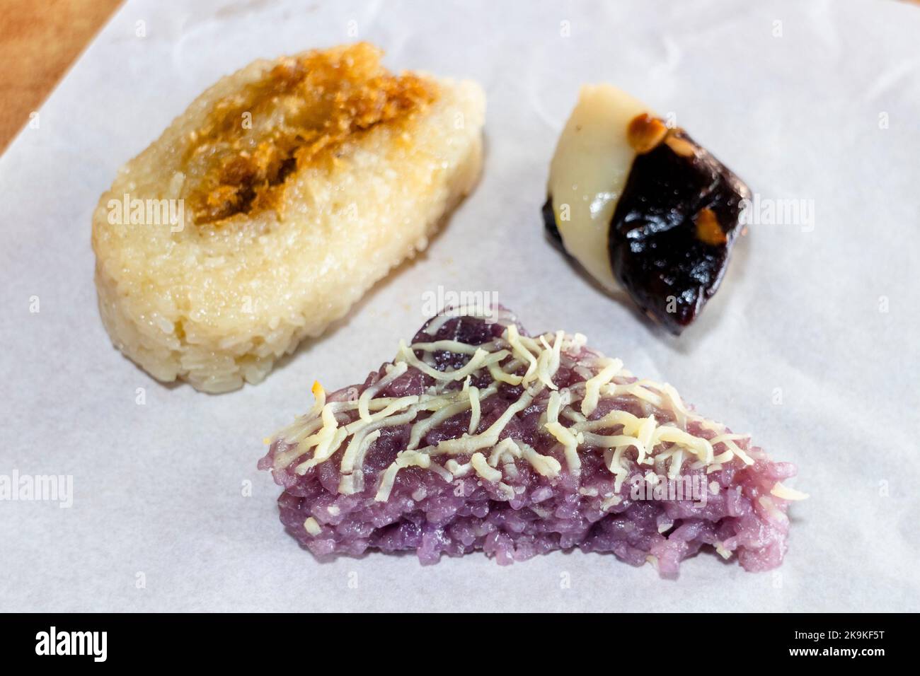 Three different kinds of Filipino rice cakes from Bohol, Philippines ...