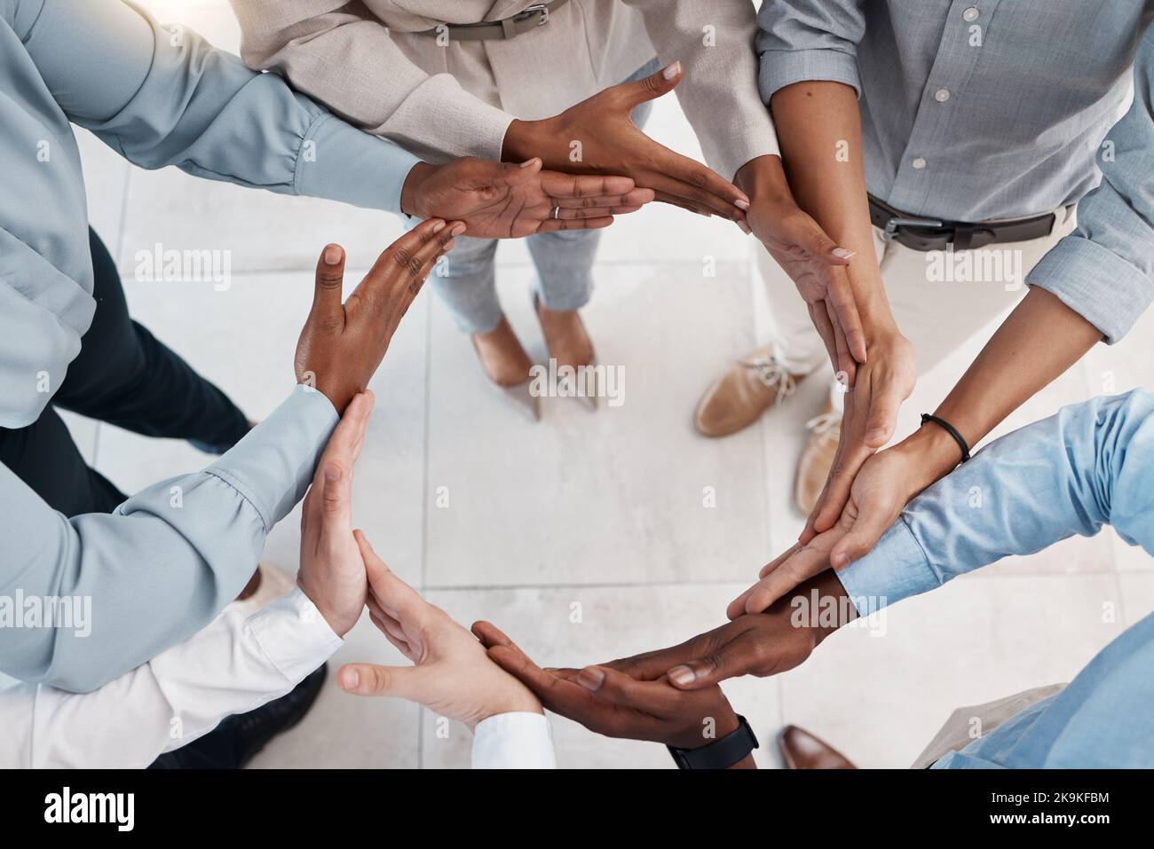 Teamwork, workflow and synergy hands of business people team building ...