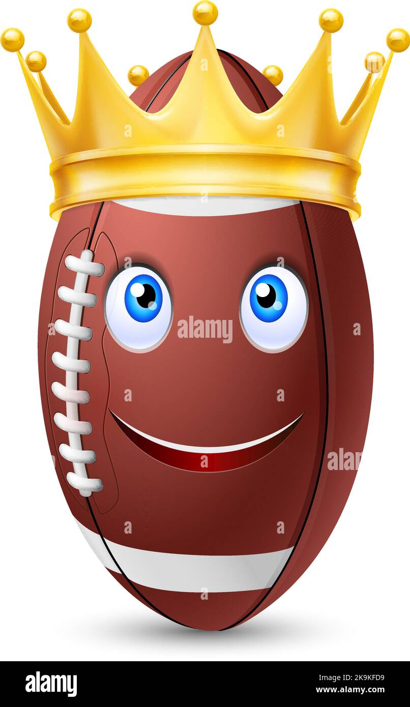 Golden crown on the ball rugby with smiling face Stock Vector Image ...