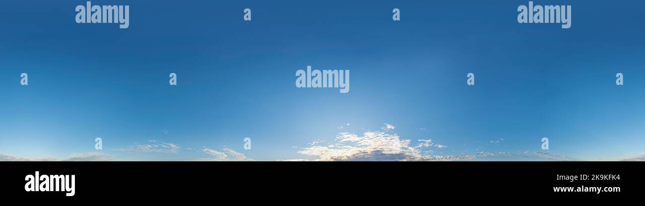 Blue summer sky panorama with light Cirrus clouds. Hdr seamless ...