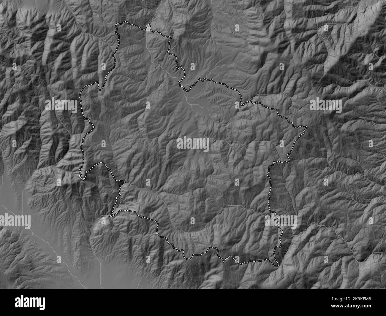 Berovo, municipality of Macedonia. Grayscale elevation map with lakes ...
