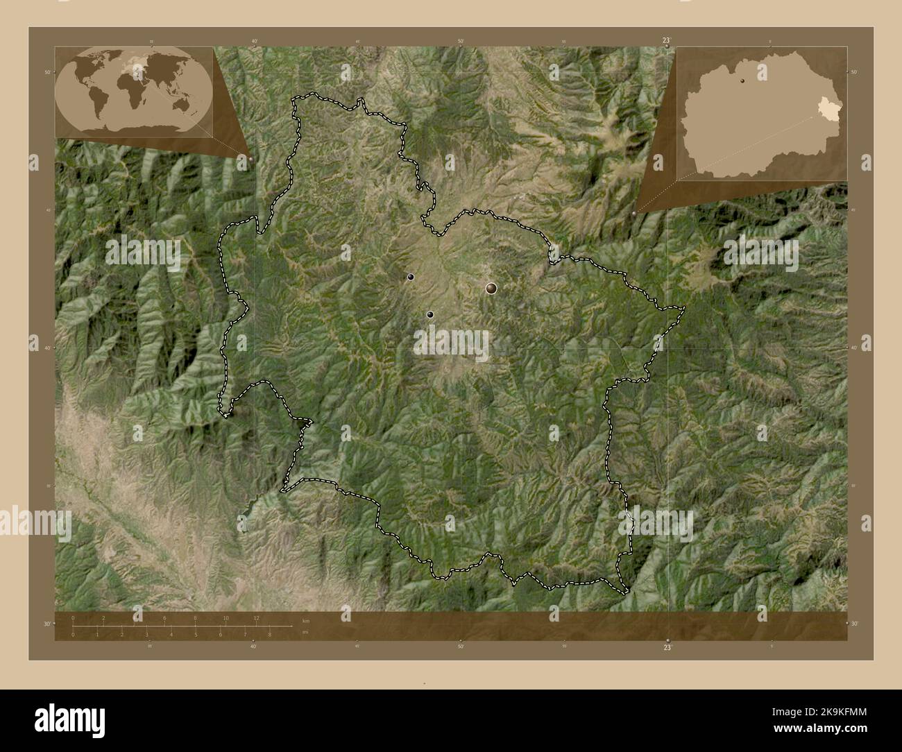 Berovo, municipality of Macedonia. Low resolution satellite map ...