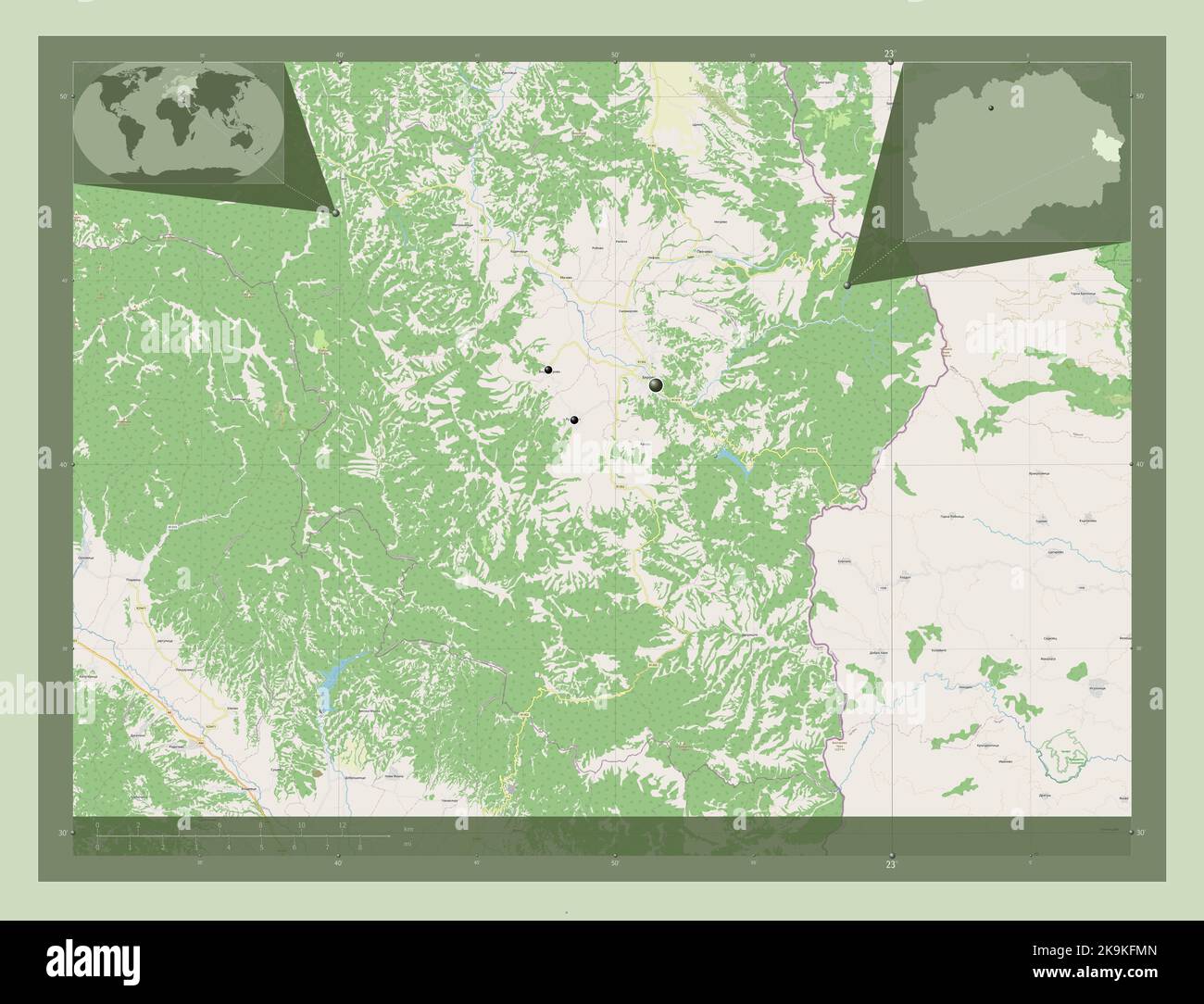 Berovo, municipality of Macedonia. Open Street Map. Locations of major ...