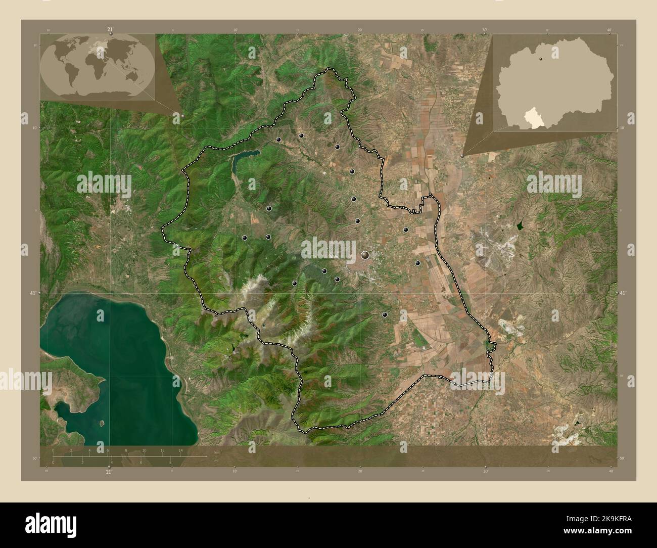 Bitola, municipality of Macedonia. High resolution satellite map ...