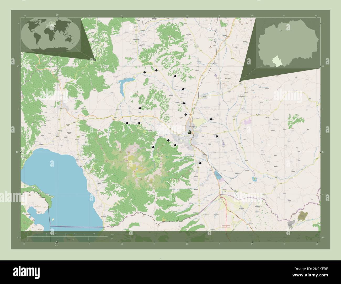 Bitola, municipality of Macedonia. Open Street Map. Locations of major ...