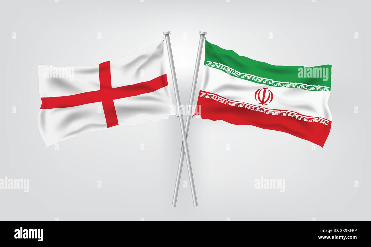 COUNTRY FLAGS. ENGLAND VS IRAN REALISTIC VECTOR ILLUSTRATION Stock ...