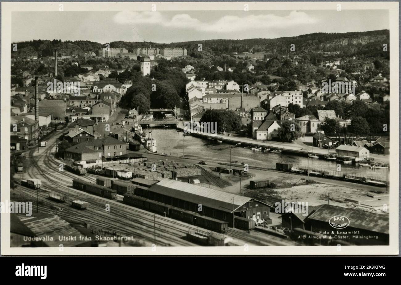 View from Skansberget over Uddevalla harbor after the railway hall was ...