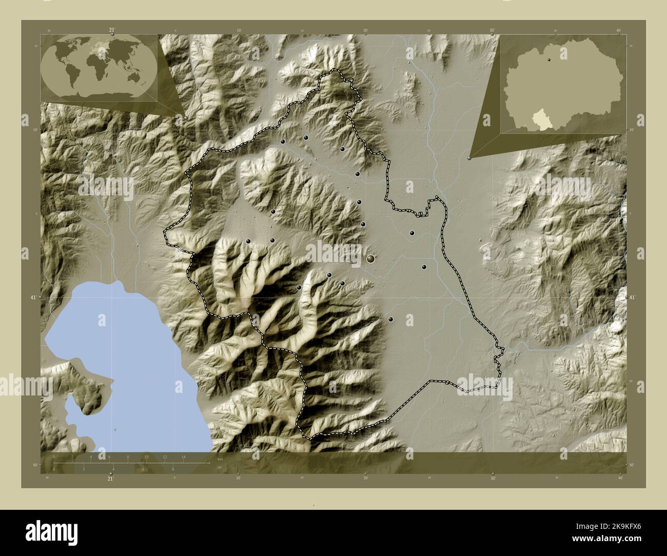 Bitola, municipality of Macedonia. Elevation map colored in wiki style ...