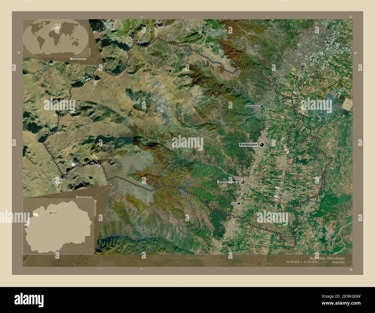Bogovinje, municipality of Macedonia. High resolution satellite map ...