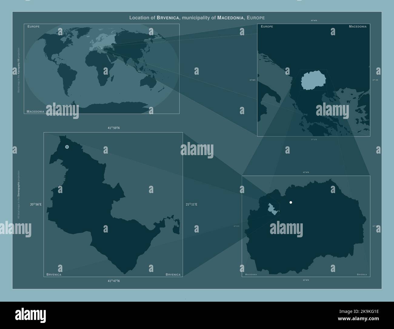 Brvenica, municipality of Macedonia. Diagram showing the location of ...
