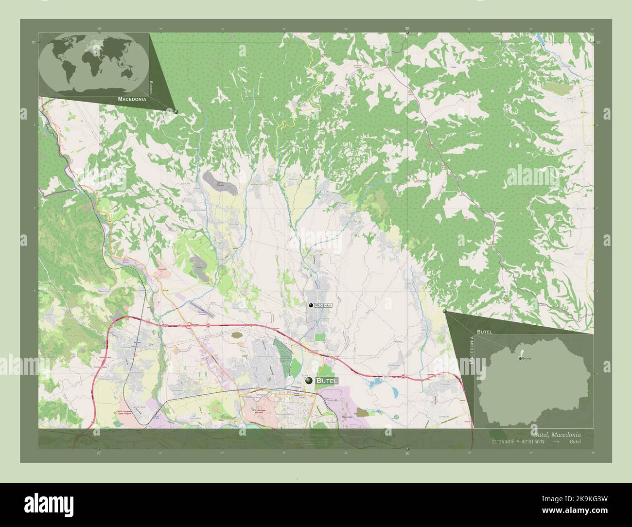 Butel, municipality of Macedonia. Open Street Map. Locations and names ...