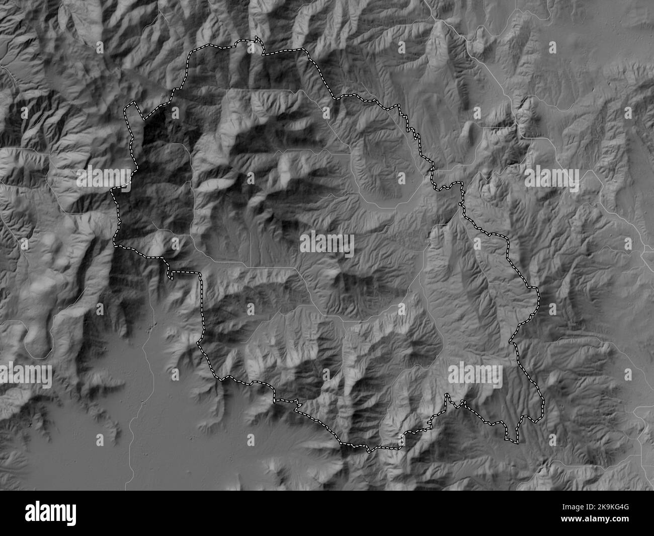 Caska, municipality of Macedonia. Grayscale elevation map with lakes ...