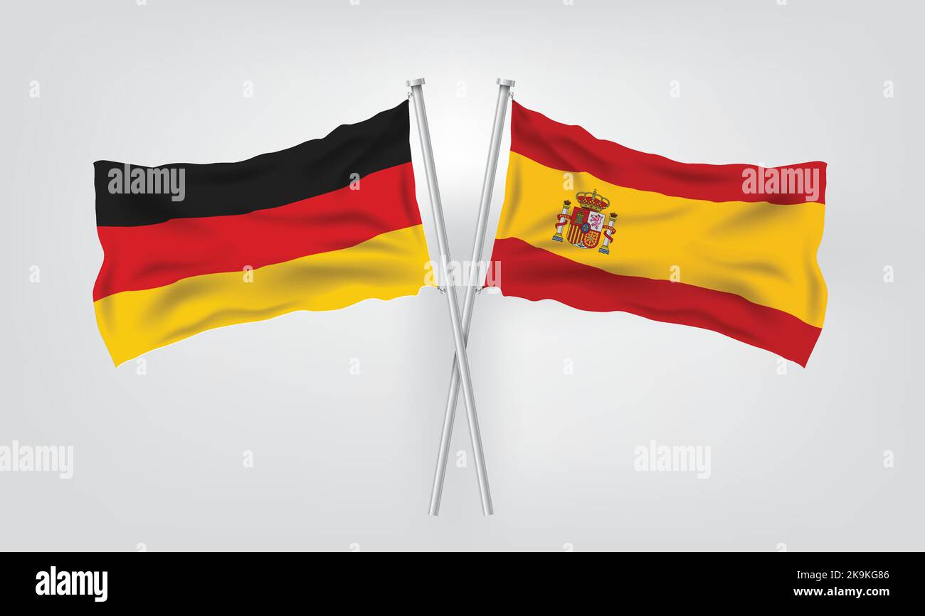 COUNTRY FLAGS. GERMANY VS SPAIN REALISTIC VECTOR ILLUSTRATION Stock ...