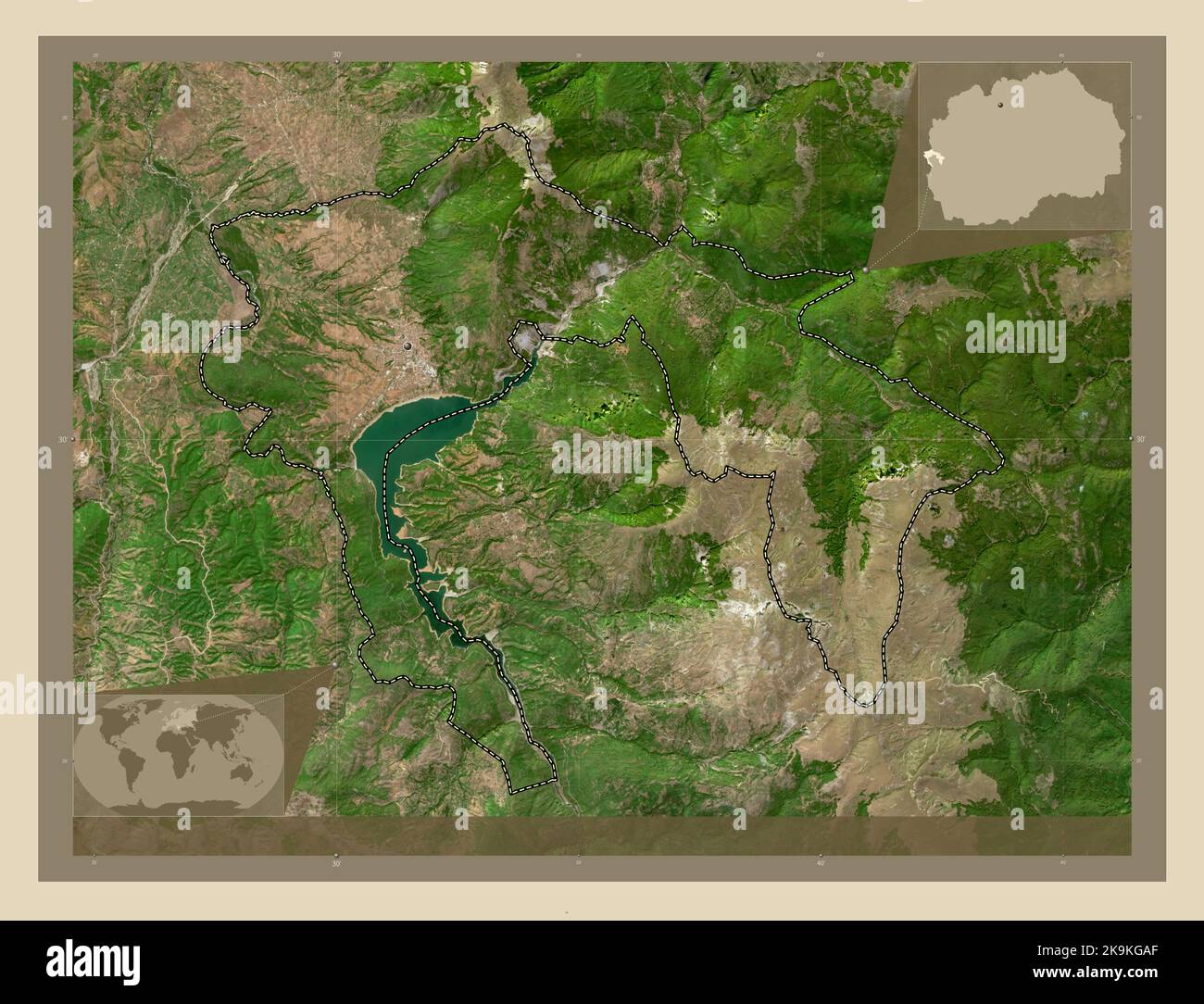 Debar, municipality of Macedonia. High resolution satellite map ...