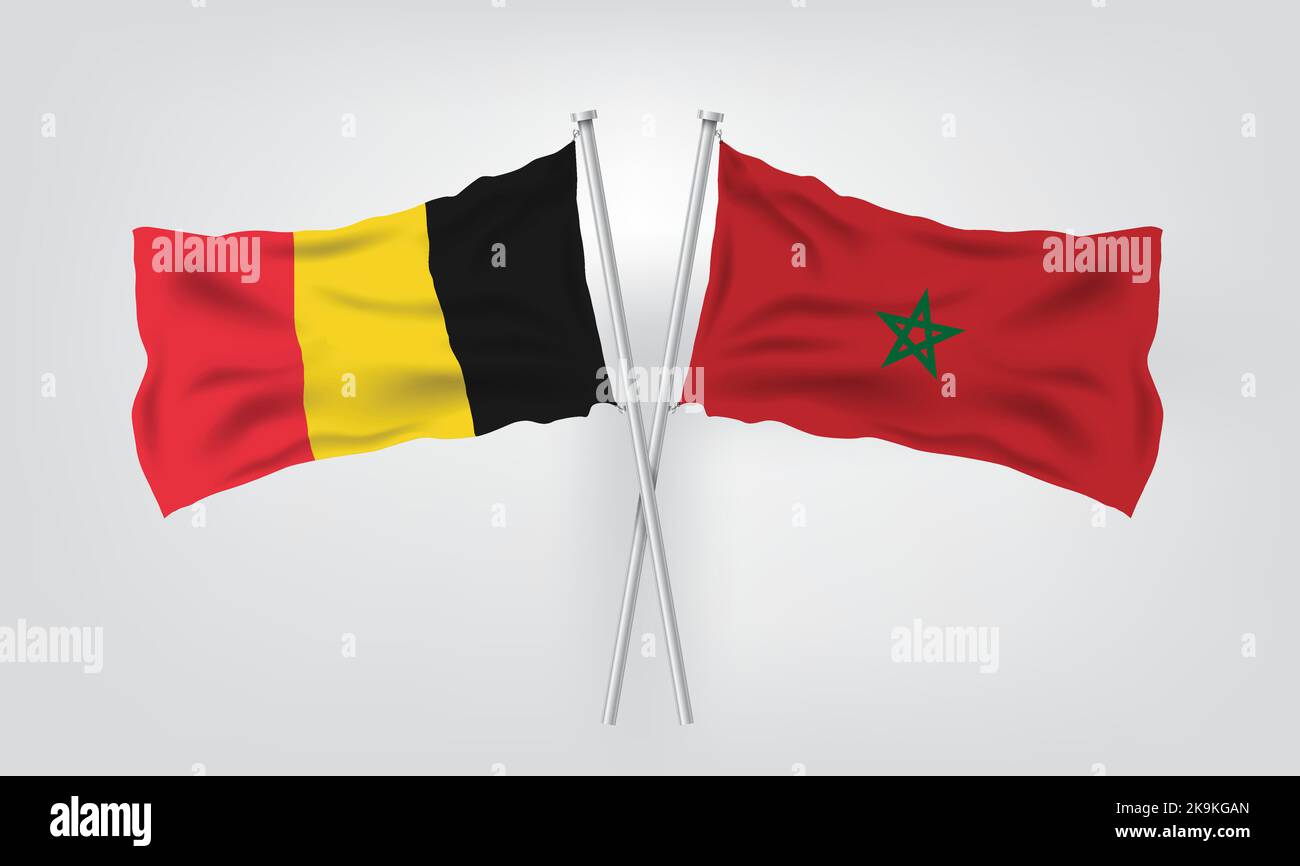 COUNTRY FLAGS. BELGIUM VS MOROCCO REALISTIC VECTOR ILLUSTRATION Stock ...