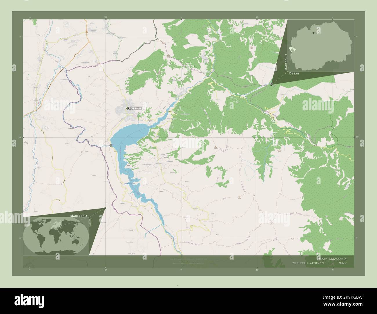 Debar, municipality of Macedonia. Open Street Map. Locations and names ...