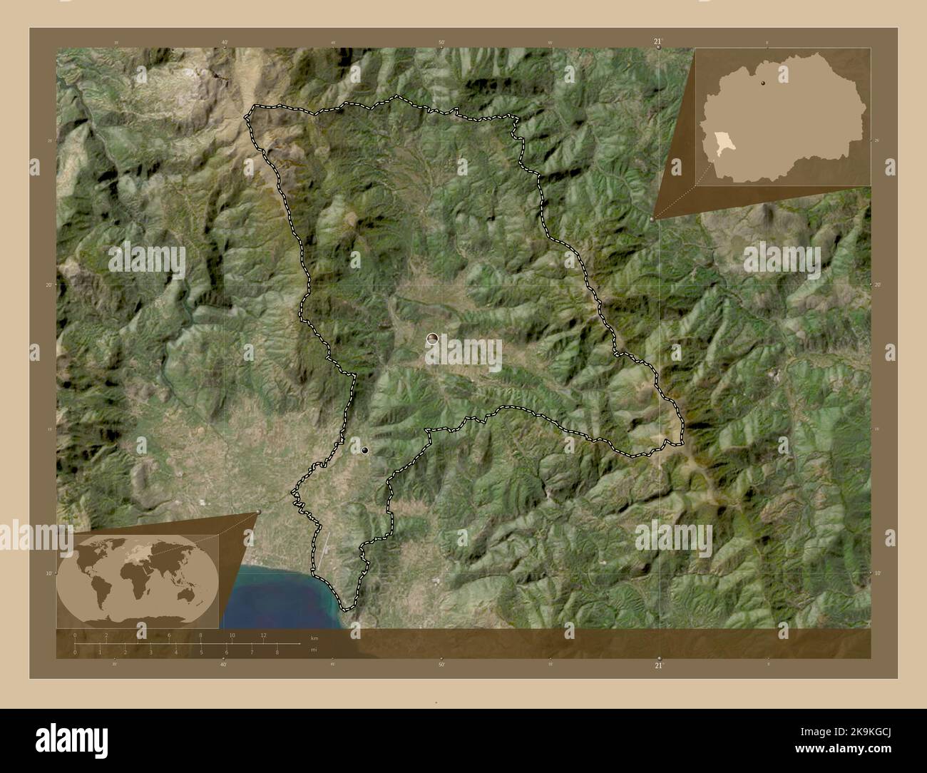 Debarca, municipality of Macedonia. Low resolution satellite map ...