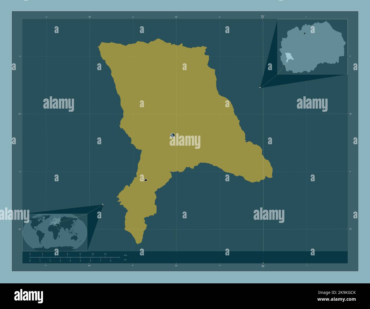 Debarca, municipality of Macedonia. Solid color shape. Locations of ...