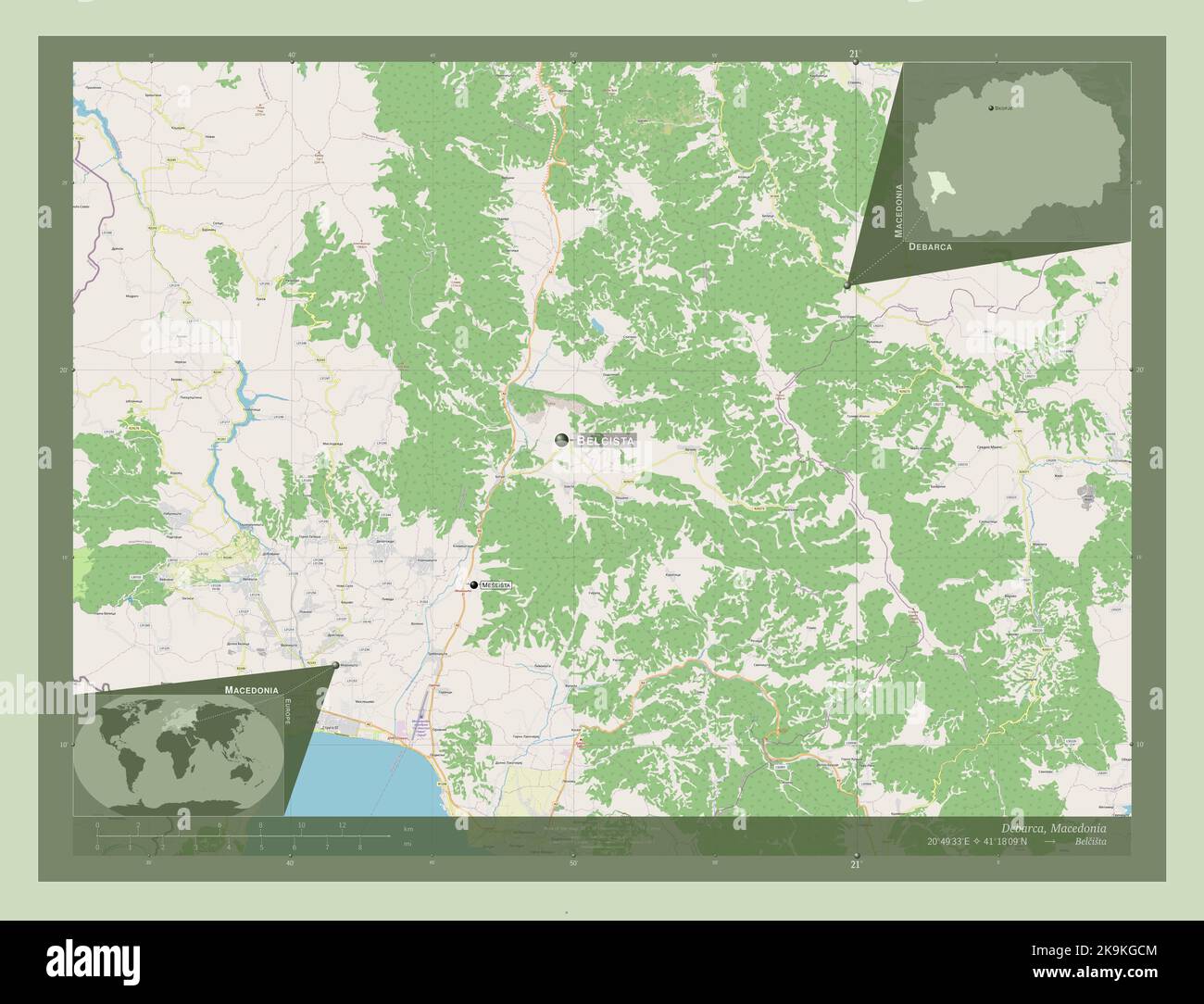 Debarca, municipality of Macedonia. Open Street Map. Locations and ...