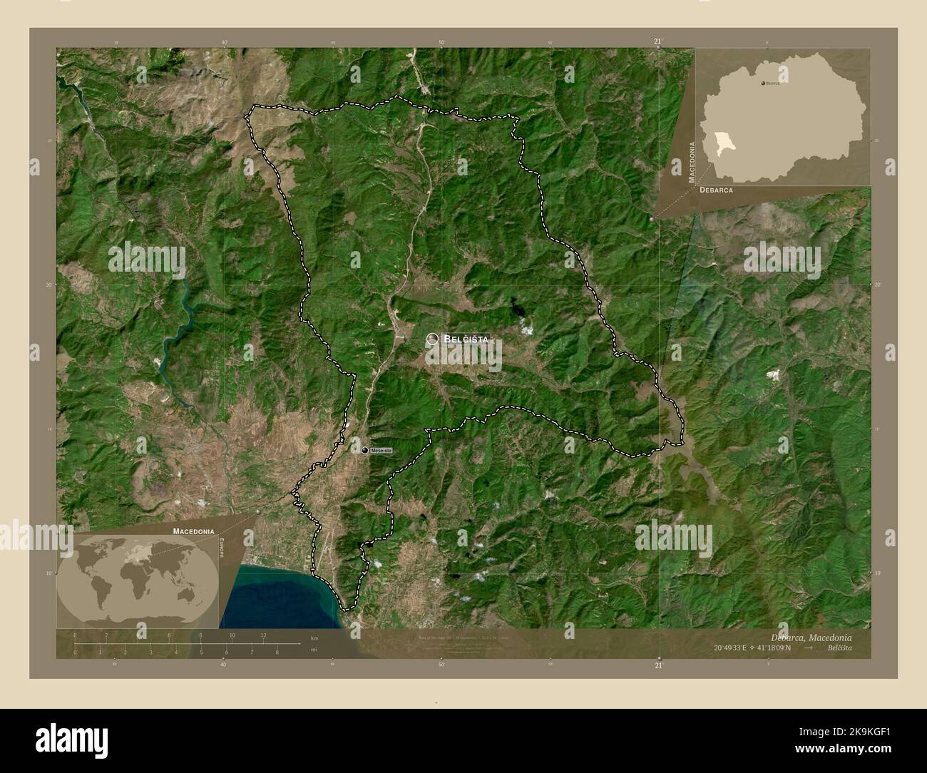 Debarca, municipality of Macedonia. High resolution satellite map ...