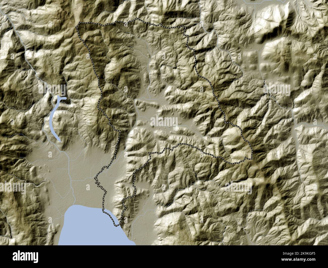Debarca, municipality of Macedonia. Elevation map colored in wiki style with lakes and rivers ...