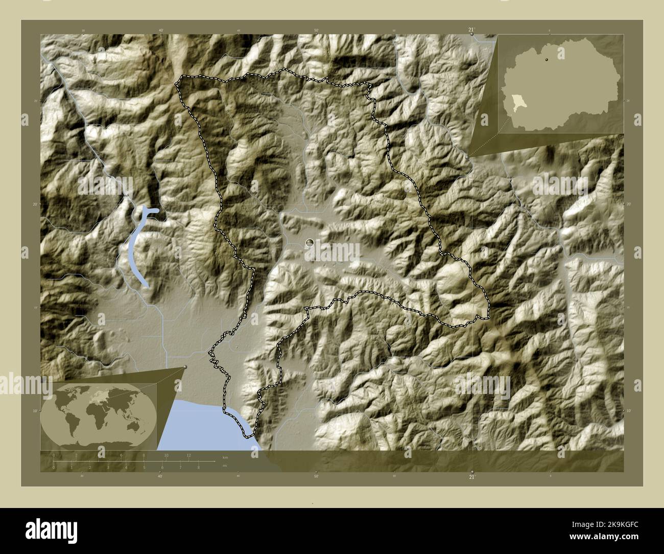 Debarca, municipality of Macedonia. Elevation map colored in wiki style ...