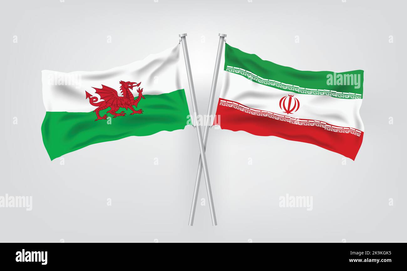 COUNTRY FLAGS. IRAN VS WALES REALISTIC VECTOR ILLUSTRATION Stock Vector ...