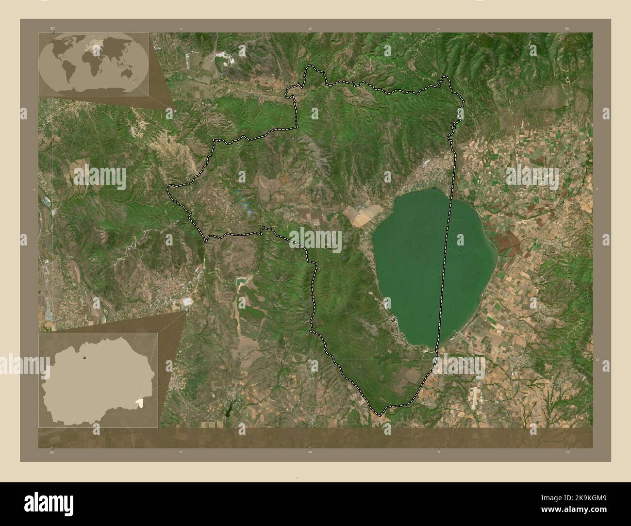 Dojran, municipality of Macedonia. High resolution satellite map ...