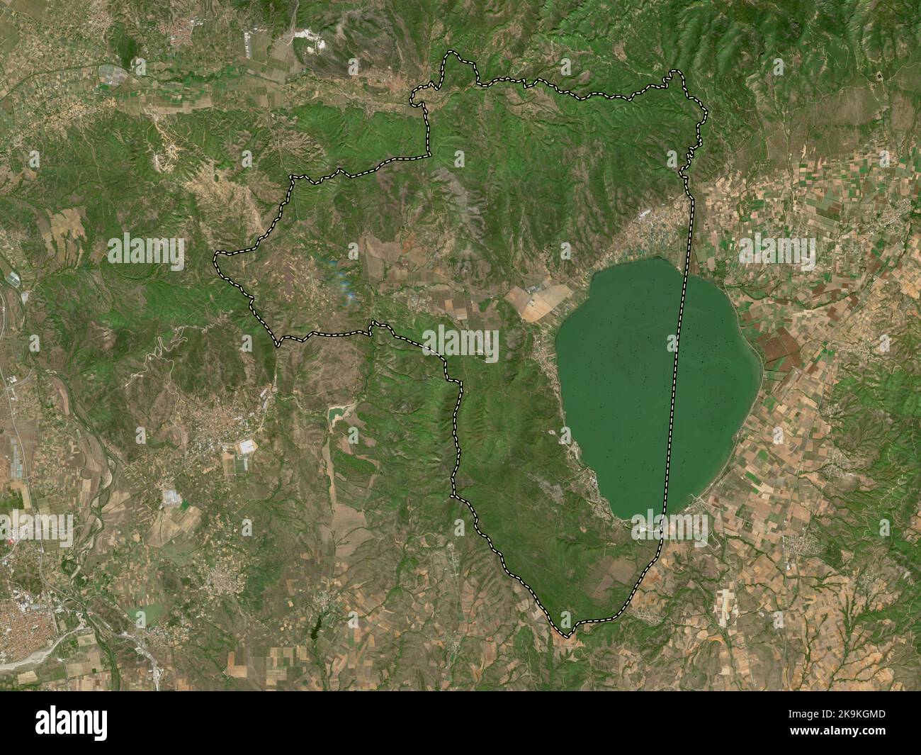 Dojran, municipality of Macedonia. High resolution satellite map Stock ...