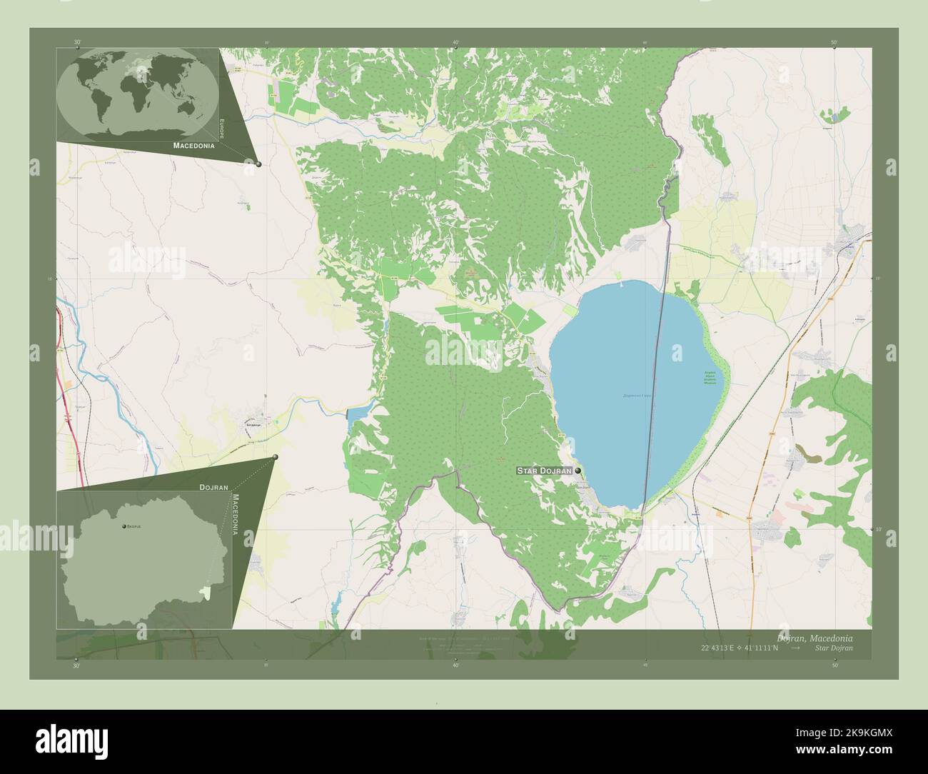 Dojran, municipality of Macedonia. Open Street Map. Locations and names ...