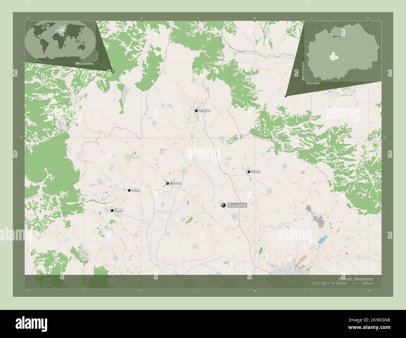 Dolneni, municipality of Macedonia. Open Street Map. Locations and ...