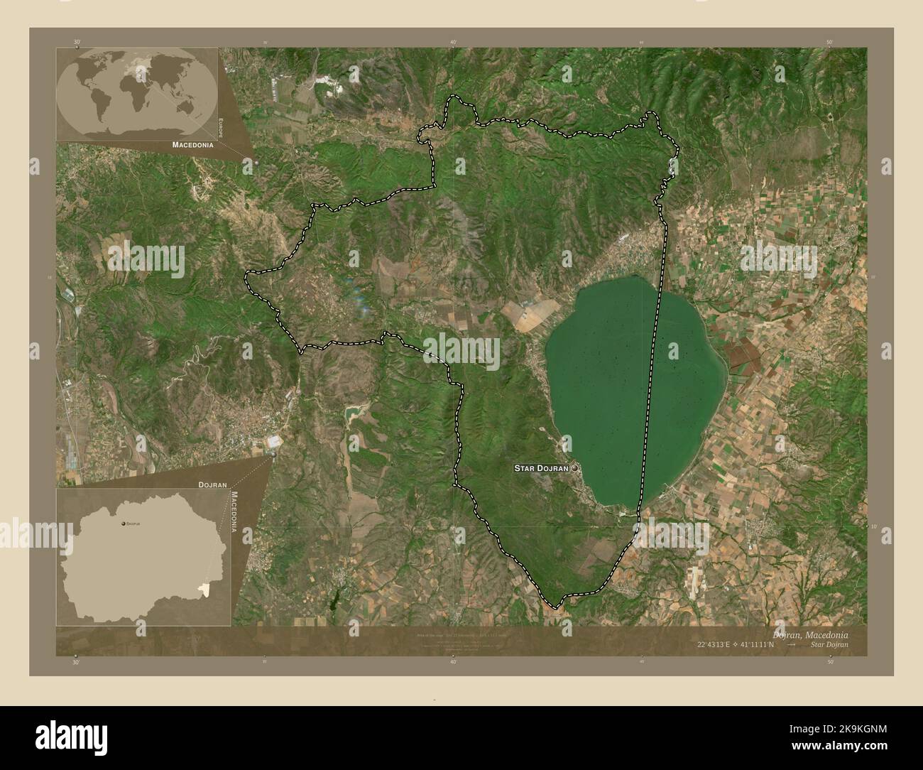 Dojran, municipality of Macedonia. High resolution satellite map ...