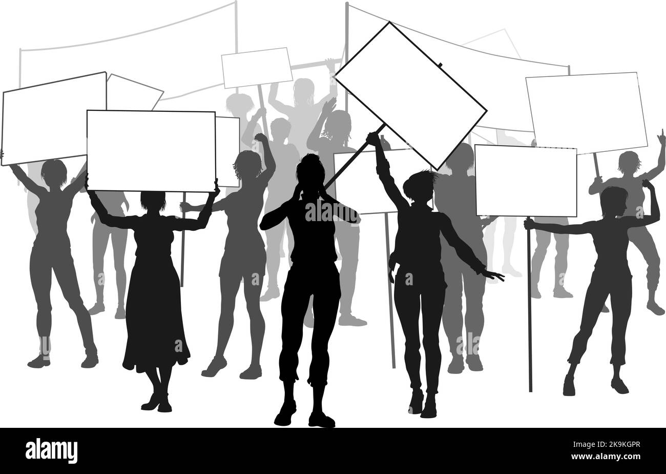 Women Demonstrators Protest Rally Strike Crowd Stock Vector Image & Art ...
