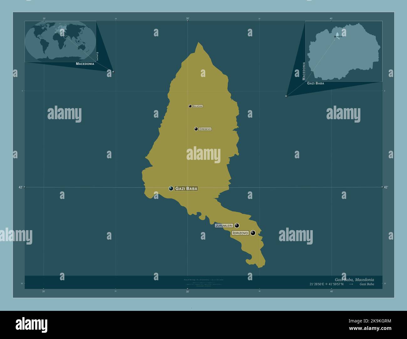 Gazi Baba, municipality of Macedonia. Solid color shape. Locations and ...