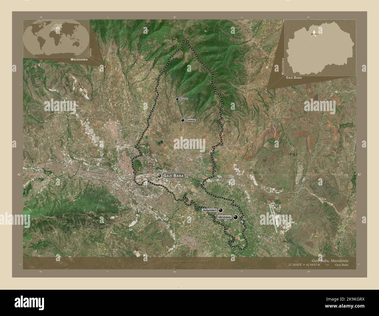 Gazi Baba, municipality of Macedonia. High resolution satellite map ...