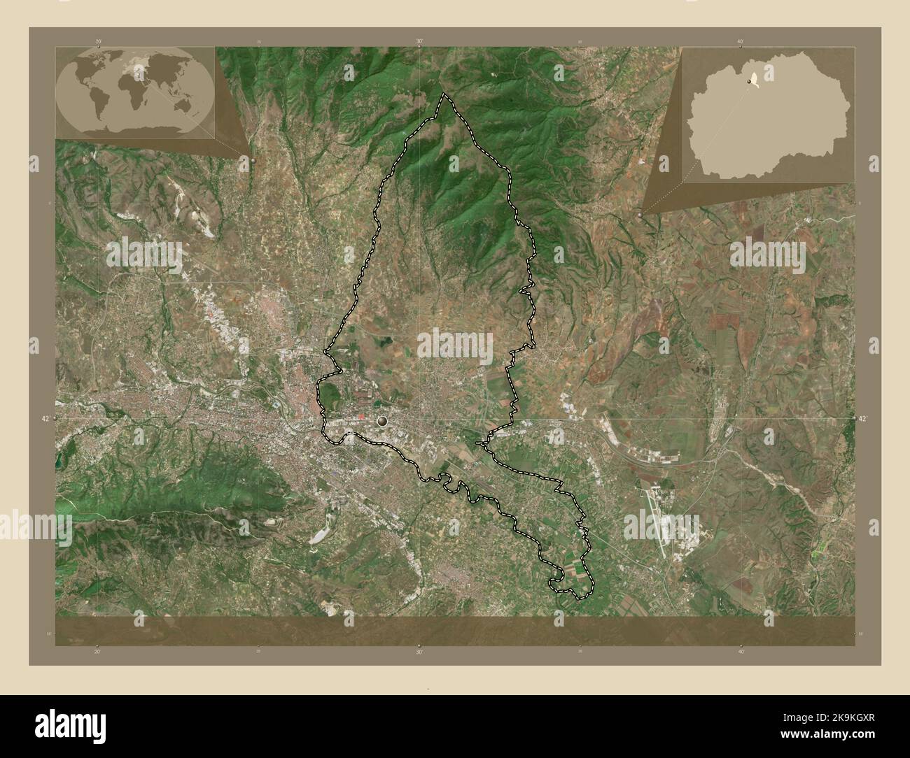 Gazi Baba, municipality of Macedonia. High resolution satellite map ...