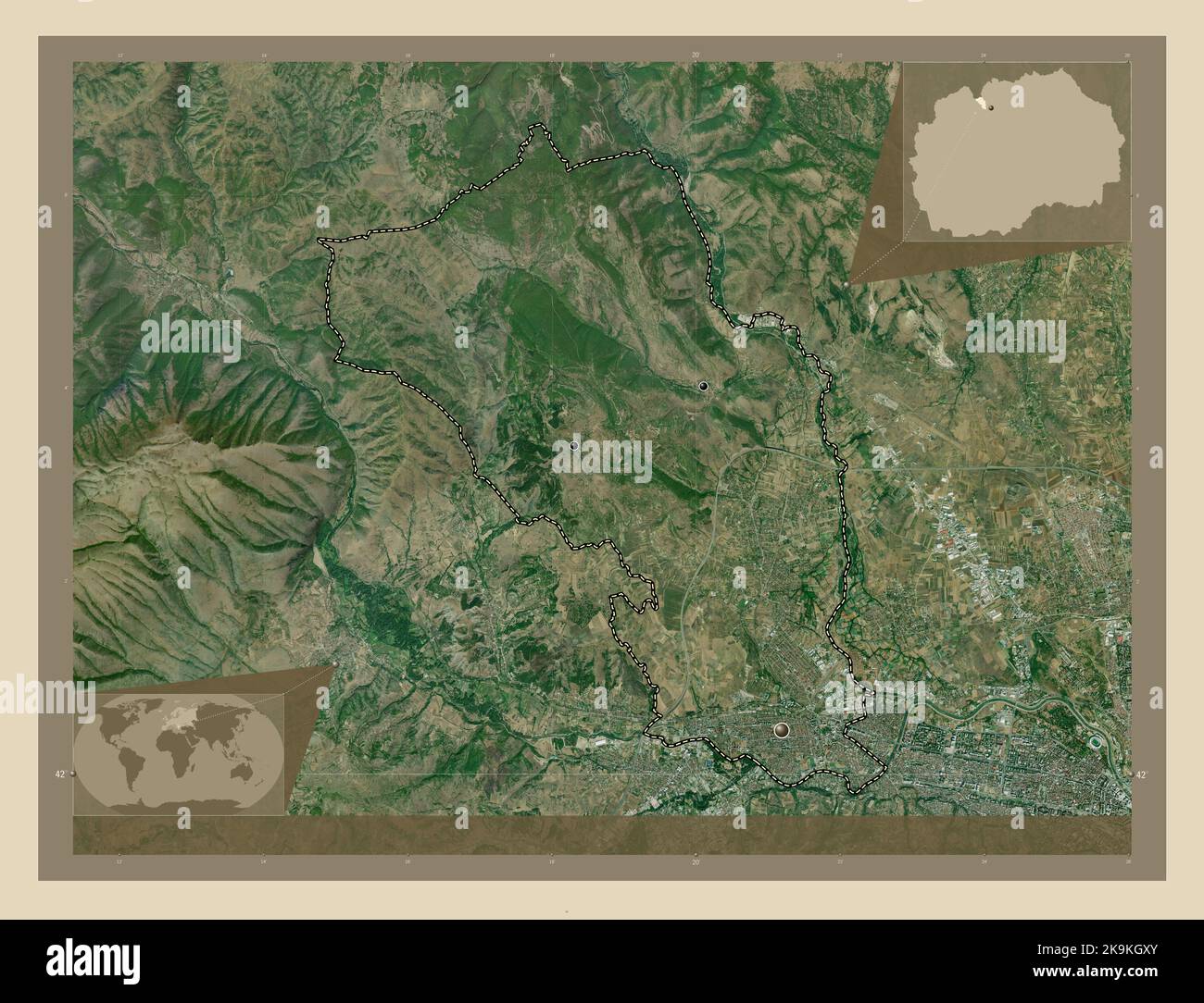 Gjorce Petrov, municipality of Macedonia. High resolution satellite map ...