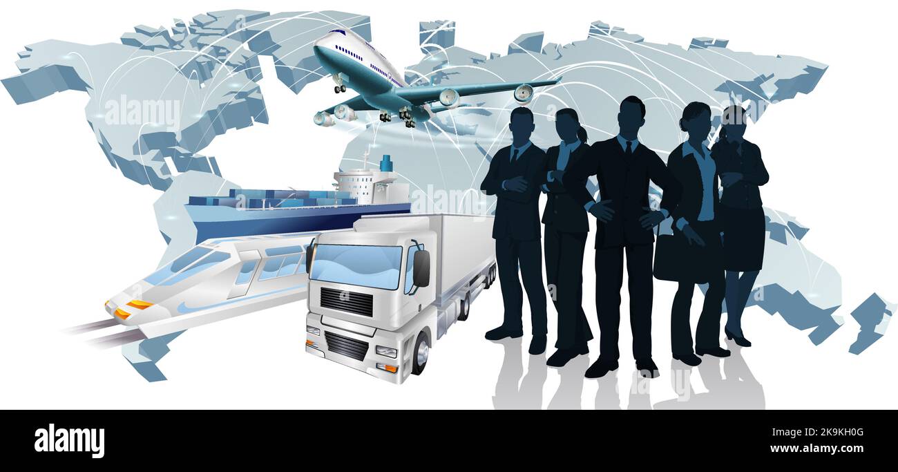 Logistic Silhouette Transport Export Team Concept Stock Vector Image ...