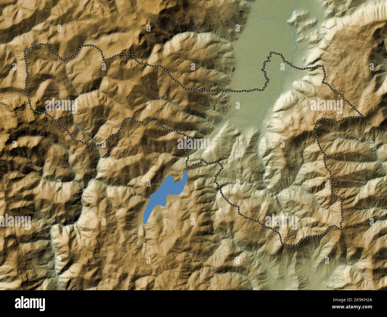 Gostivar, municipality of Macedonia. Colored elevation map with lakes ...