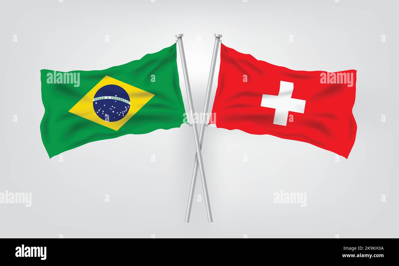 COUNTRY FLAGS. BRAZIL VS SWITZERLAND REALISTIC VECTOR ILLUSTRATION ...