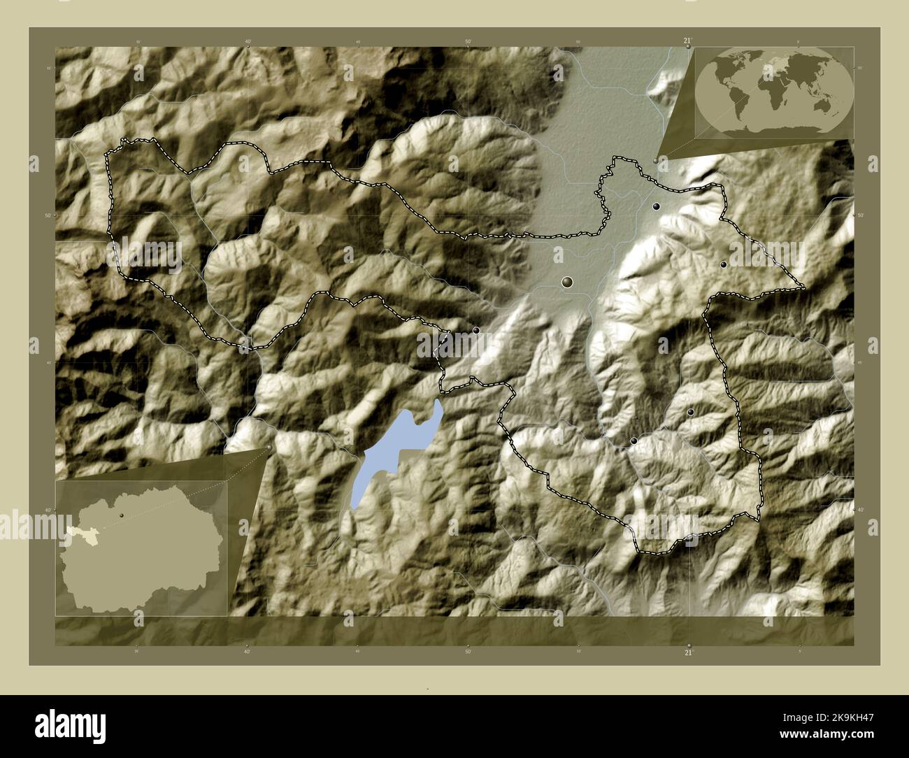 Gostivar, municipality of Macedonia. Elevation map colored in wiki ...