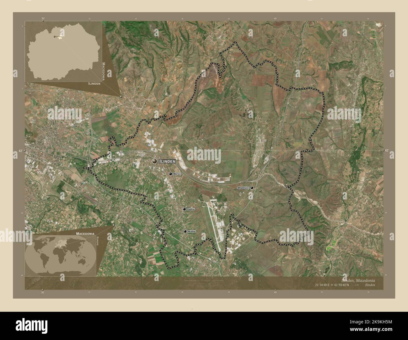 Ilinden, municipality of Macedonia. High resolution satellite map ...