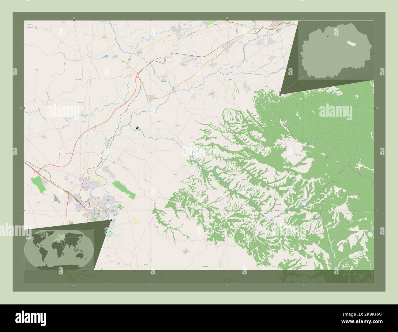 Karbinci, municipality of Macedonia. Open Street Map. Corner auxiliary ...