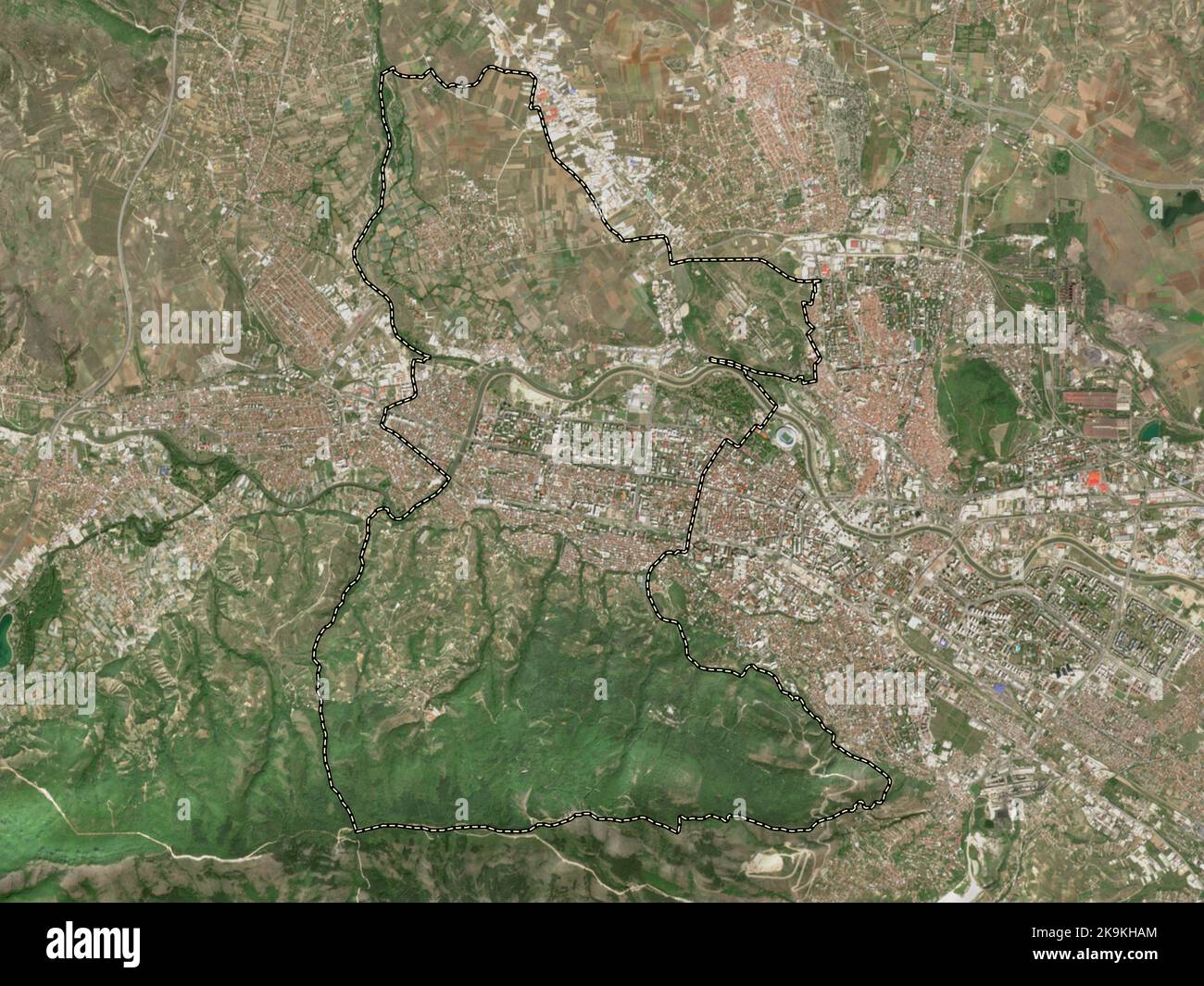 Karpos, municipality of Macedonia. Low resolution satellite map Stock ...