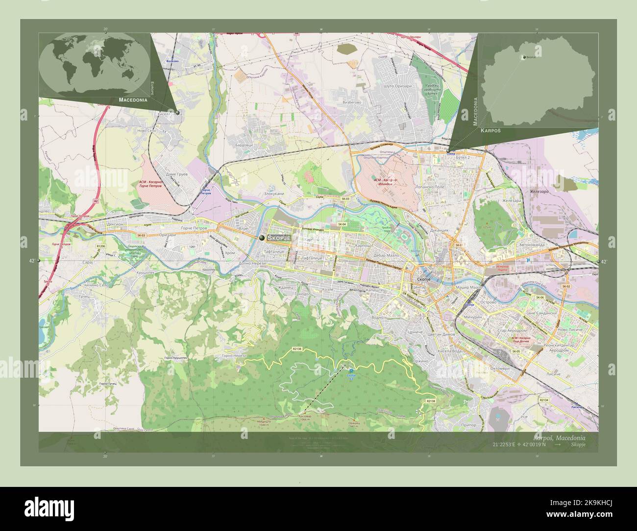 Karpos, municipality of Macedonia. Open Street Map. Locations and names ...