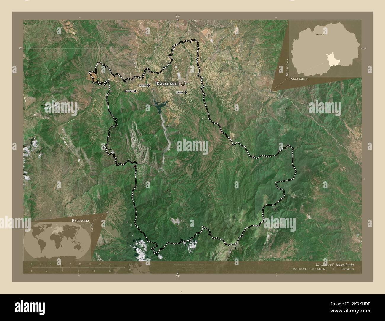 Kavadartsi, municipality of Macedonia. High resolution satellite map ...
