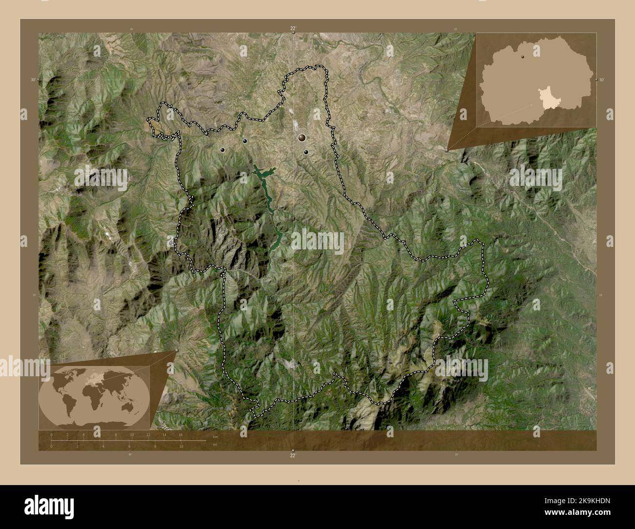 Kavadartsi, municipality of Macedonia. Low resolution satellite map ...