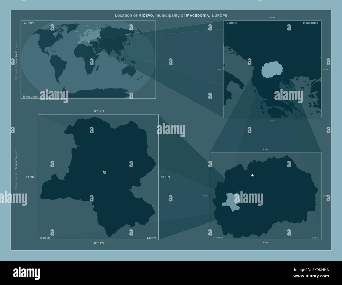Kicevo, municipality of Macedonia. Diagram showing the location of the ...