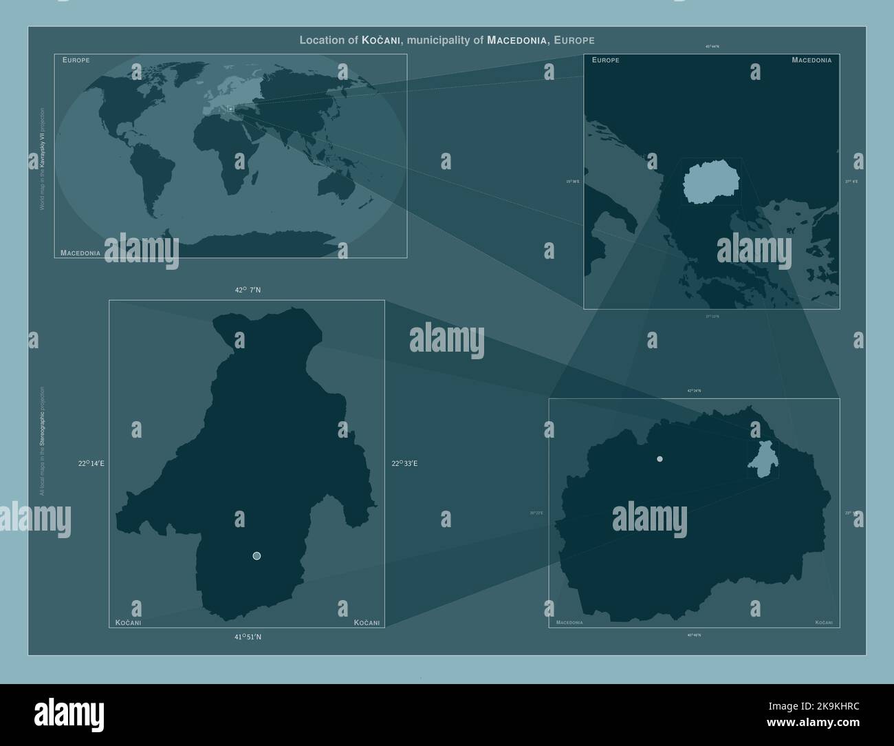 Kocani, municipality of Macedonia. Diagram showing the location of the ...
