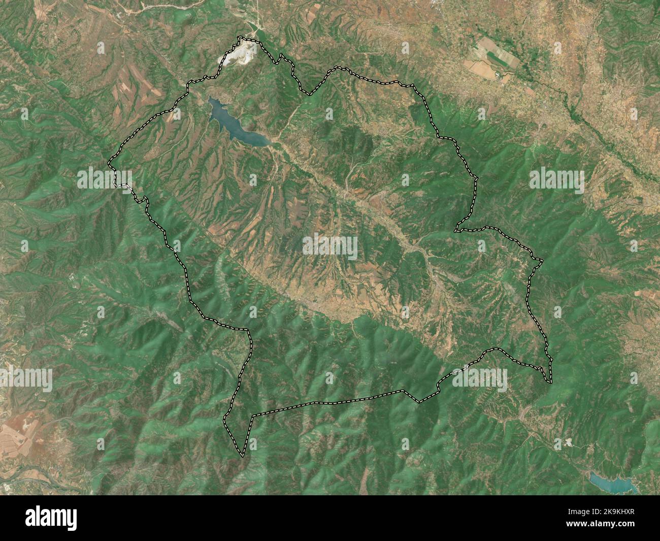 Konce, municipality of Macedonia. Low resolution satellite map Stock ...